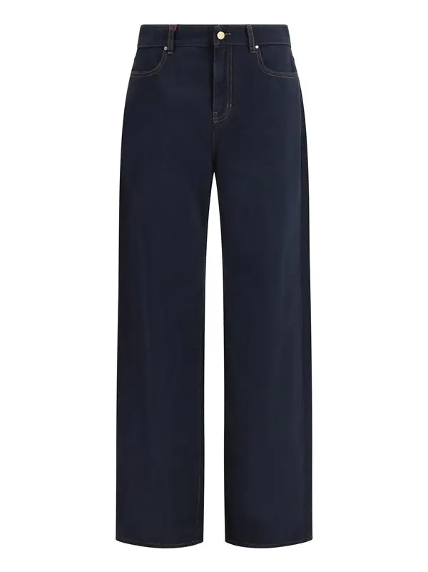 Max Mara Pure Cotton Satin Baggy Pants - Blue