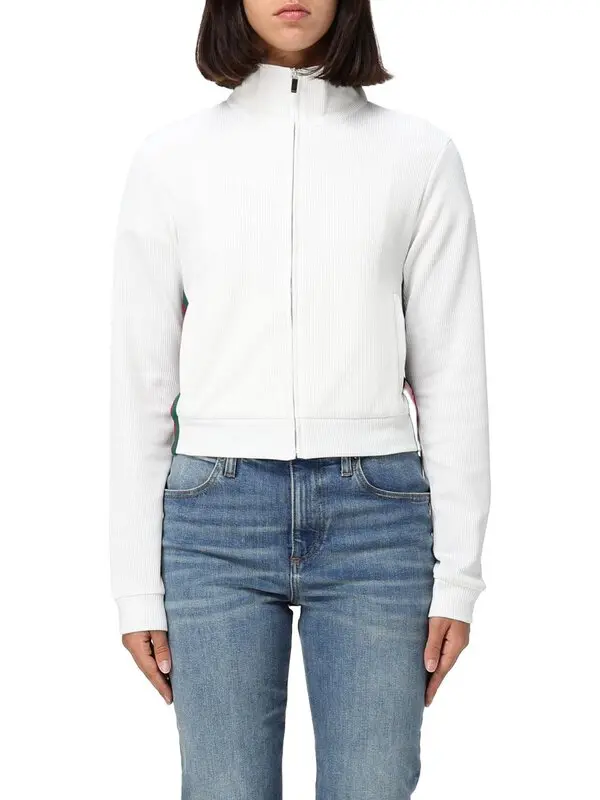 Gucci Web Stripe High Neck Slim Fit Technical Jersey Track Jacket - White