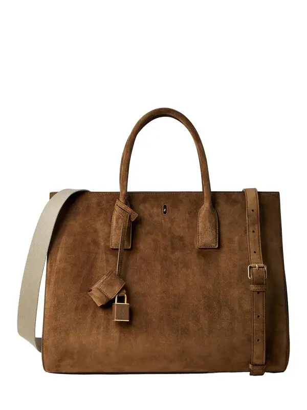 Saint Laurent Sac De Jour Suede Handbag - Brown