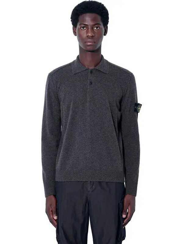 Stone Island Long Sleeve Polo - Brown