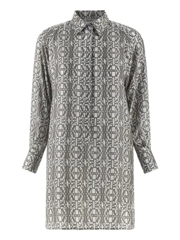 Max Mara Grembo Silk Twill Mini Dress - Gray