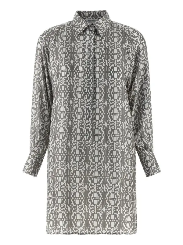 Max Mara Grembo Silk Twill Mini Dress - Gray