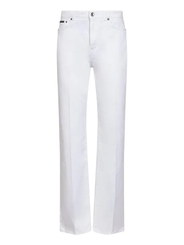 Dolce & Gabbana White Cotton Denim Flared Jeans - Multicolor