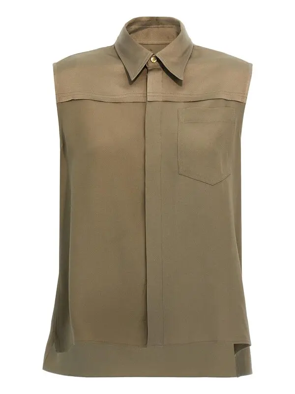 AMI Paris Viscose Blend Sleeveless Shirt - Gray