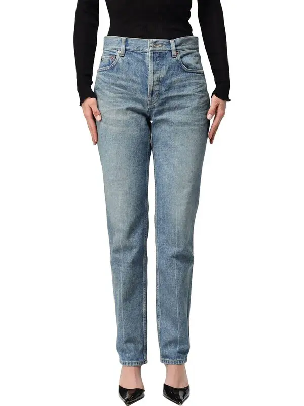 Saint Laurent Cotton Denim Skinny Jeans - Blue