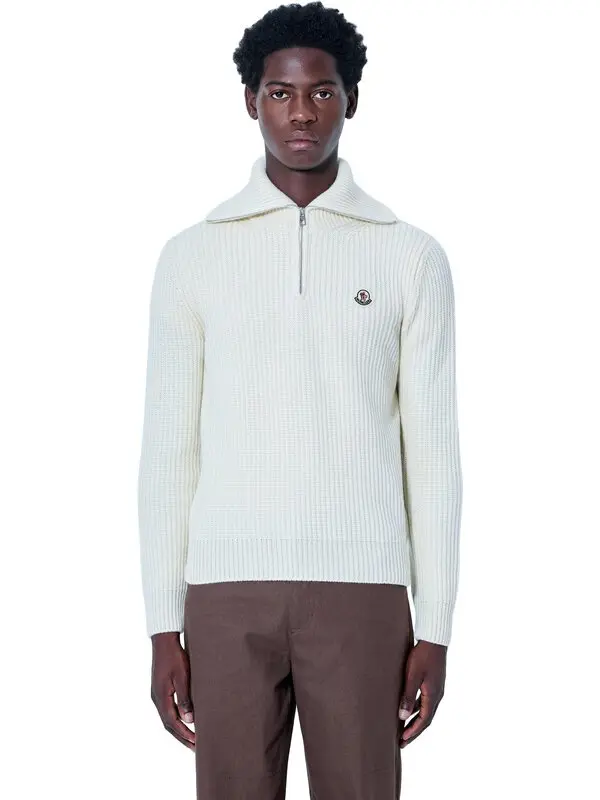 Moncler Ribbed Cotton Sweater - White