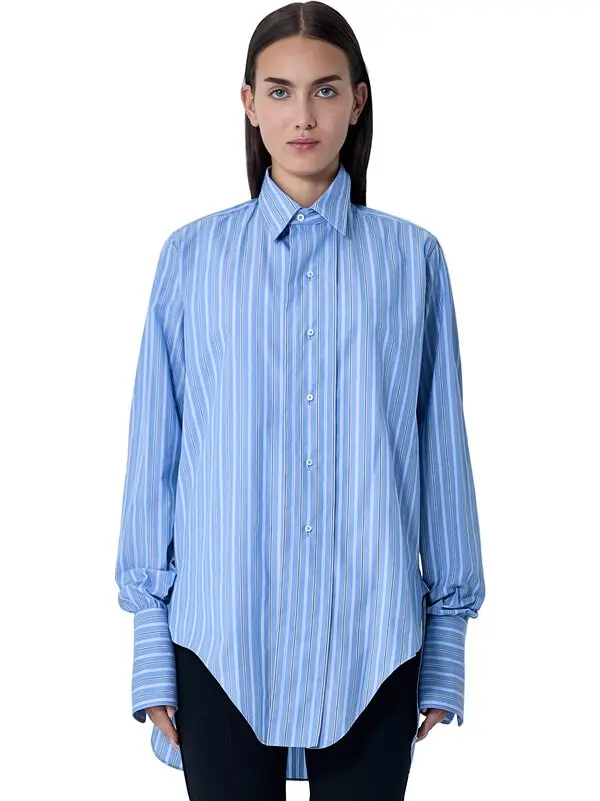 MAISON MARGIELA Striped Cotton Poplin Button-down Shirt - Blue