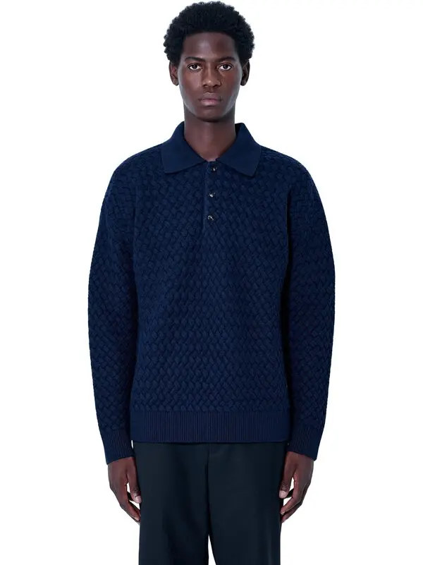Bottega Veneta Lightweight Wool Intrecciato Sweater - Blue