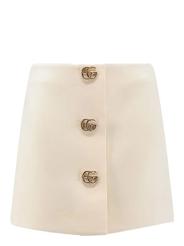 Gucci Wool Crãªpe Skirt With Double G Button - Multicolor