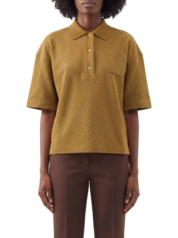 Saint Laurent Short-sleeve Cotton Polo With Patch Pocket - Multicolor