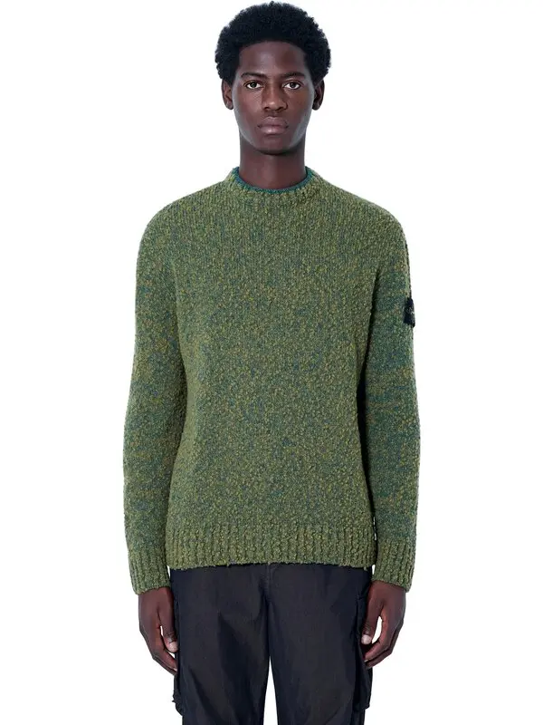Stone Island Crewneck Textured Knit Sweater - Green