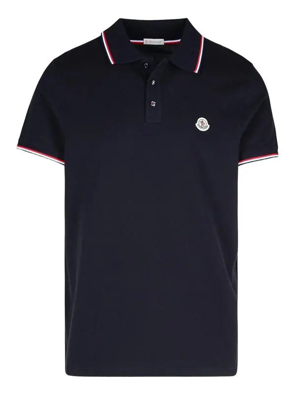 Moncler Navy Cotton Polo Shirt - Blue