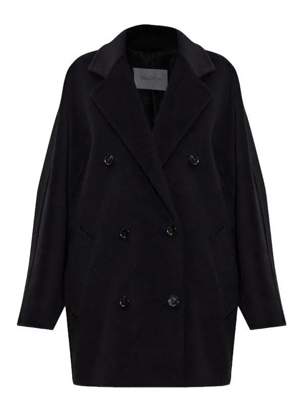 Max Mara Double-breasted Felted Pea Coat - Black