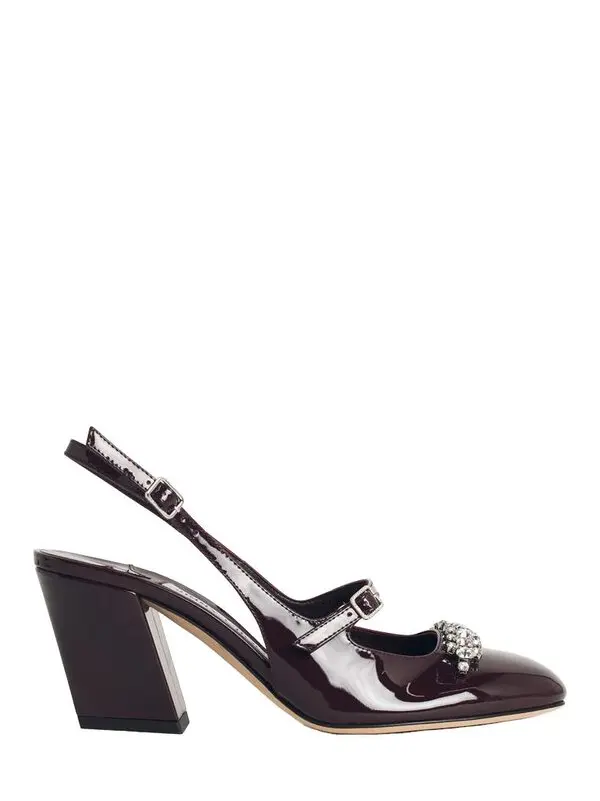 JIMMY CHOO Belinda' Deep Merlot Leather Slingbacks - Multicolor
