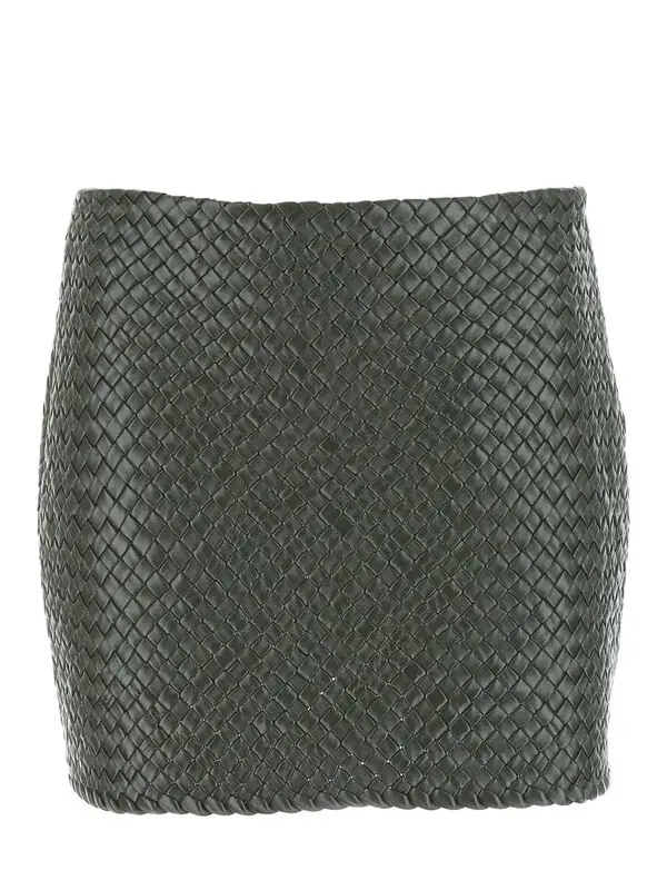 Bottega Veneta Woven Leather Mini Skirt - Green
