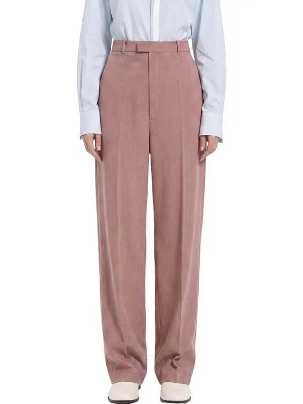 Bottega Veneta High-waisted Straight-leg Tailored Wool Trousers - Pink