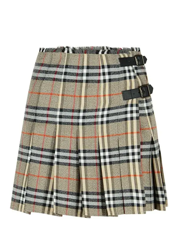 Burberry Grey Wool Mini Kilt - Gray