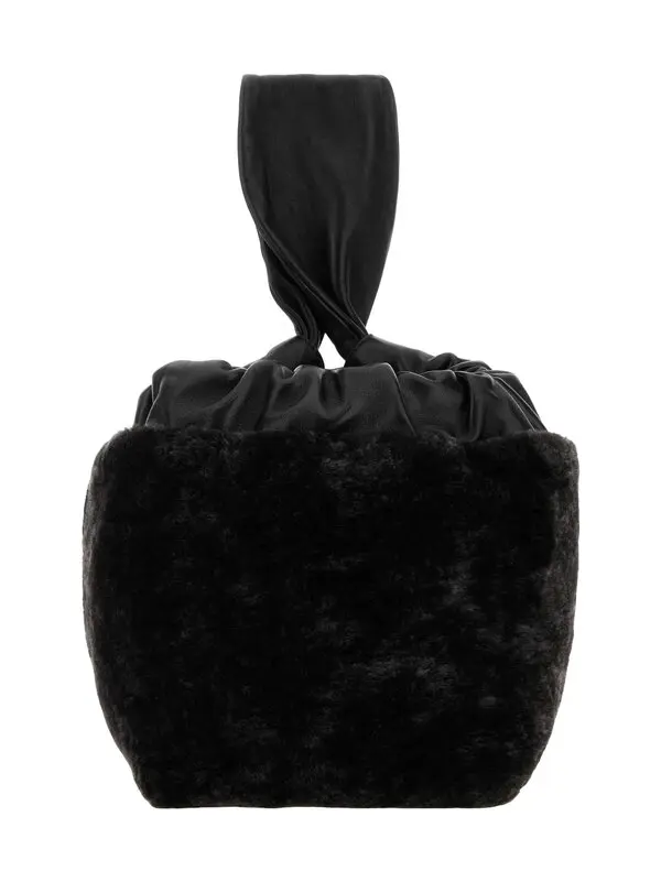 JIL SANDER Shearling Clutch - Black