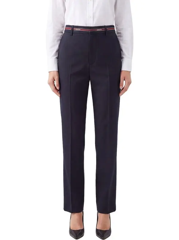 Gucci Slim Fit Wool Trousers With Slash And Welt Pockets - Blue