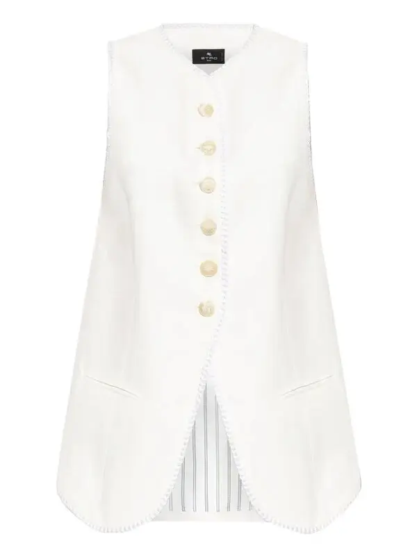 Etro Linen Button-down Waistcoat - White