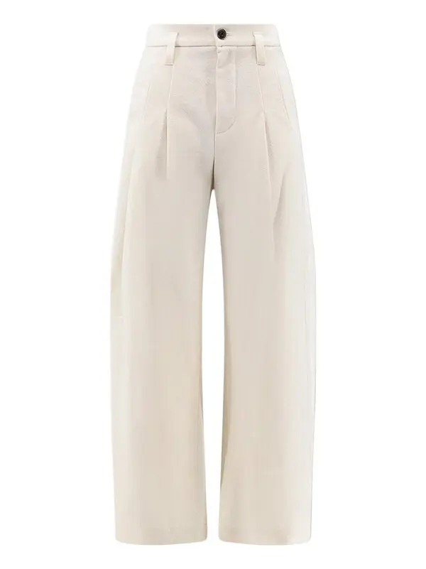 Brunello Cucinelli Baggy Wrinkled Wool And Cotton Trousers - Multicolor