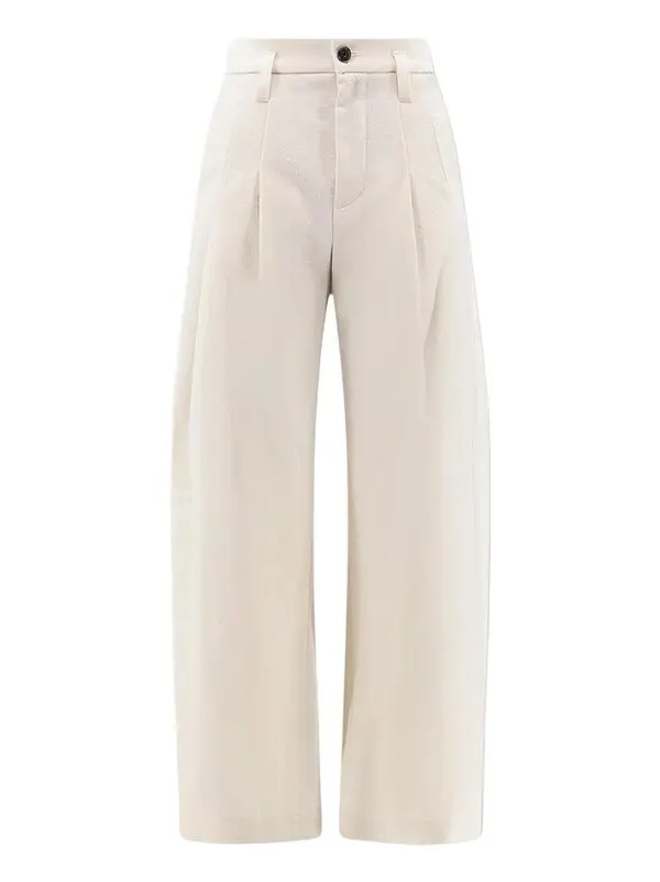 Brunello Cucinelli Baggy Wrinkled Wool And Cotton Trousers - Multicolor