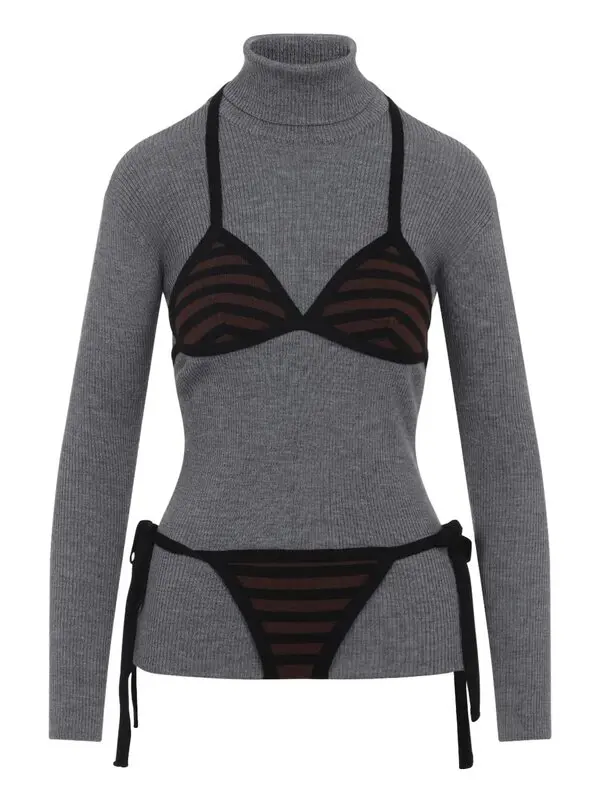 Moschino Virgin Wool Turtleneck Sweater - Gray