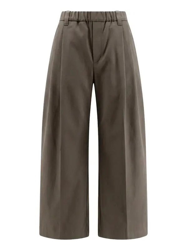 Brunello Cucinelli Cotton Trousers With Elastic And Monili Detail - Multicolor