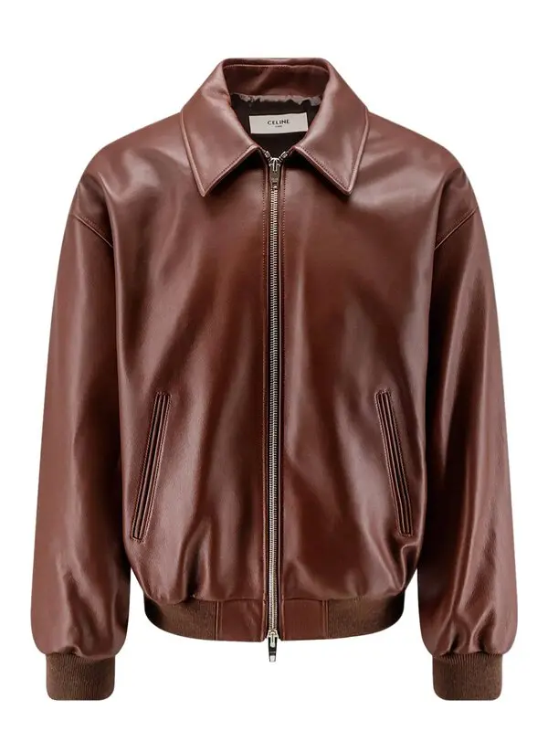 Celine Teddy Leather Jacket - Brown