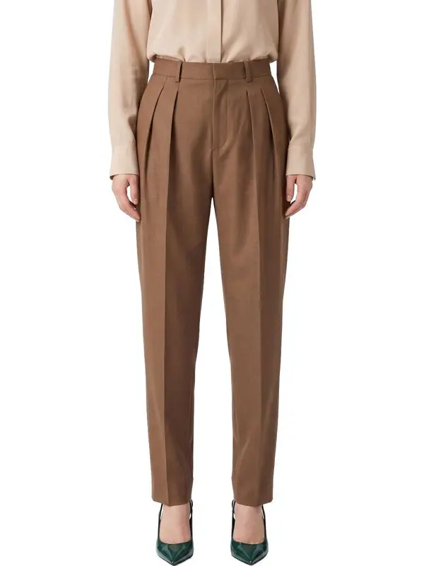 Saint Laurent High-waisted Skinny Trousers In Wool And Mohair Blend - Brown