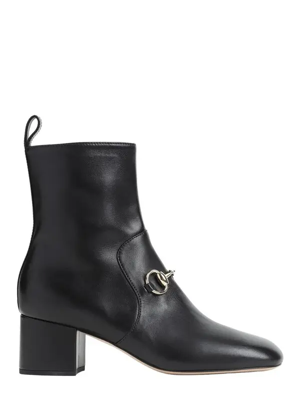 Gucci Leather Horsebit Ankle Boots - Black