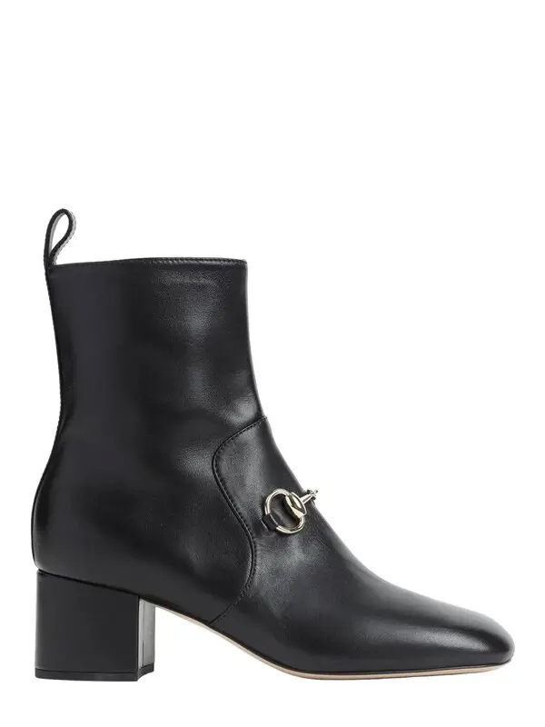 Gucci Leather Horsebit Ankle Boots - Black