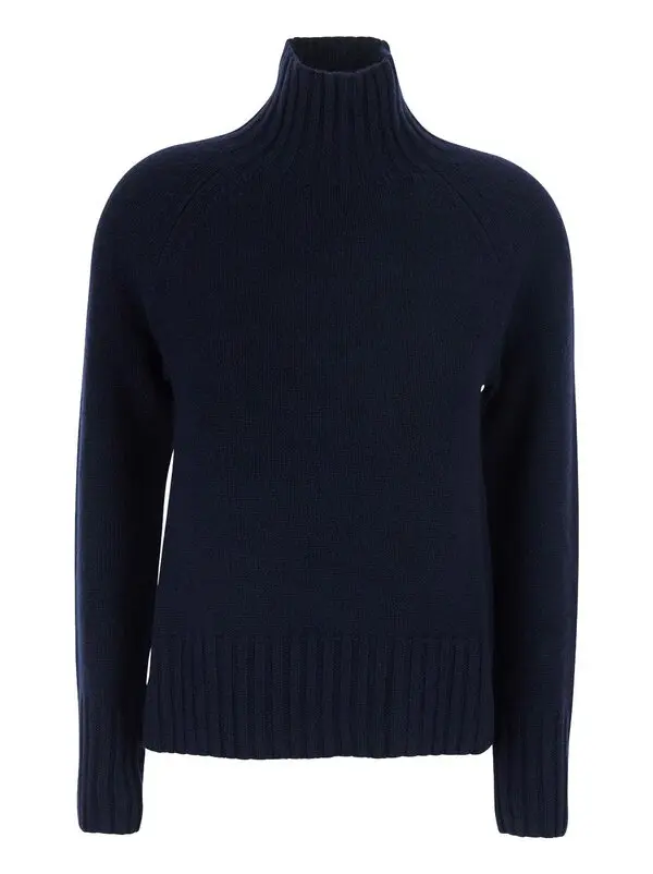 Max Mara S 'mantova' Blue Sweater With High Collar And Long Sleeves In Wool And Cashmere For - Multicolor