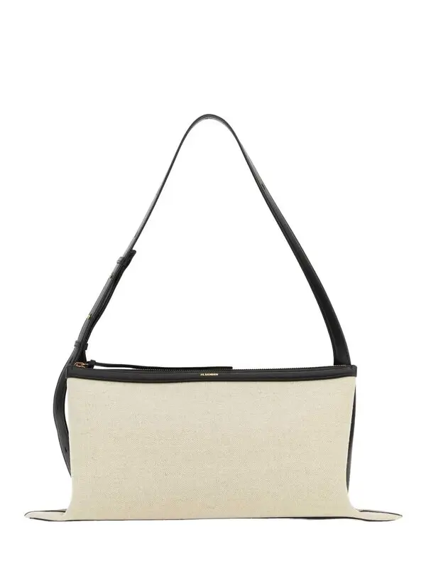 JIL SANDER Medium Empire Two-tone Canvas And Leather Shoulder Bag - Multicolor