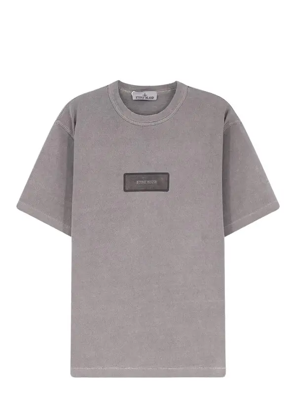 Stone Island Cotton T-shirt With Logo Detail - Gray