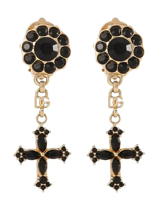 Dolce & Gabbana Cross Pendant Earrings - Black