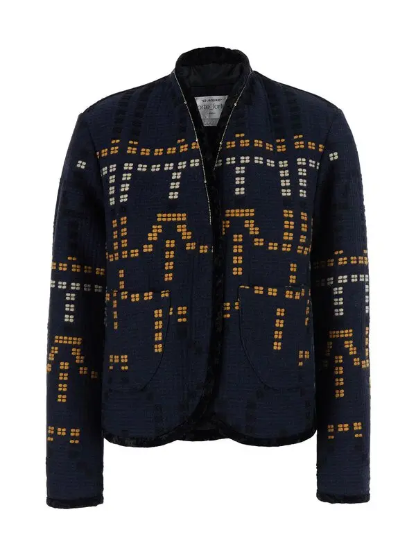 FORTE_FORTE Samarcanda Geometric Embroidered Cotton Blend Jacket - Multicolor