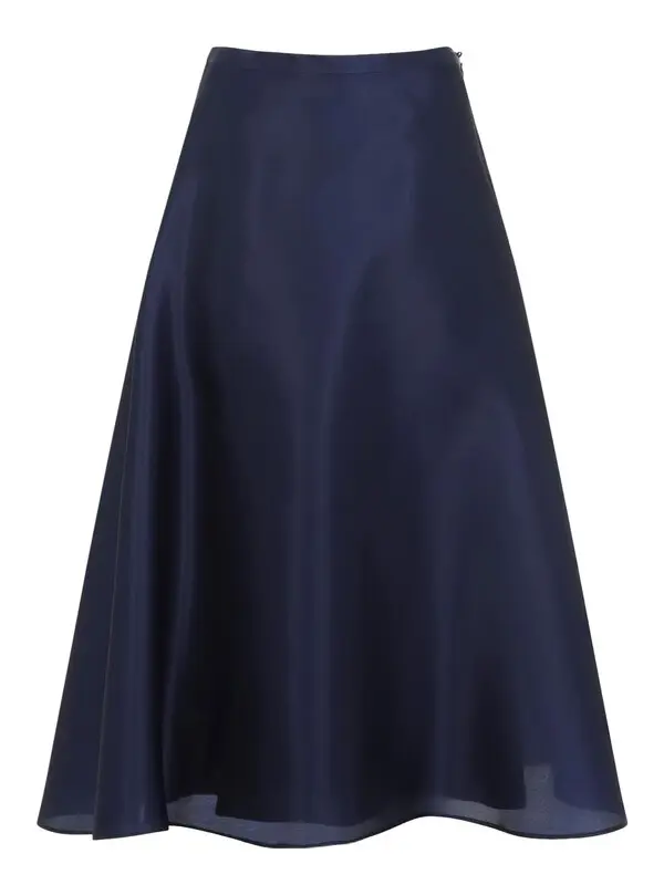 Alberta Ferretti Silk Midi Skirt - Blue