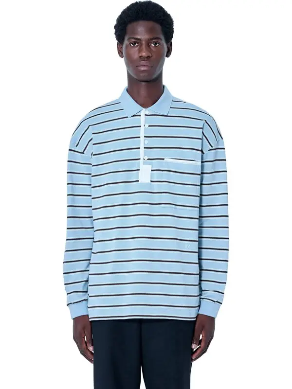 Bottega Veneta Striped Cotton-piqué Polo Shirt - Blue