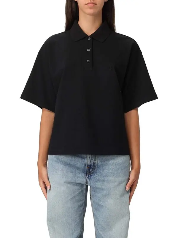 Saint Laurent Cotton Blend Polo Shirt - Black