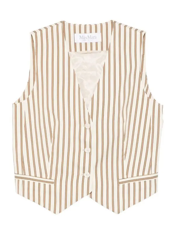 Max Mara Cotton And Silk Striped Vest - Multicolor