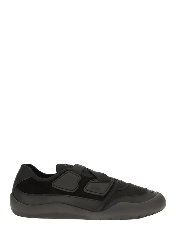 Prada Speedrock Leather And Mesh Sneakers - Black