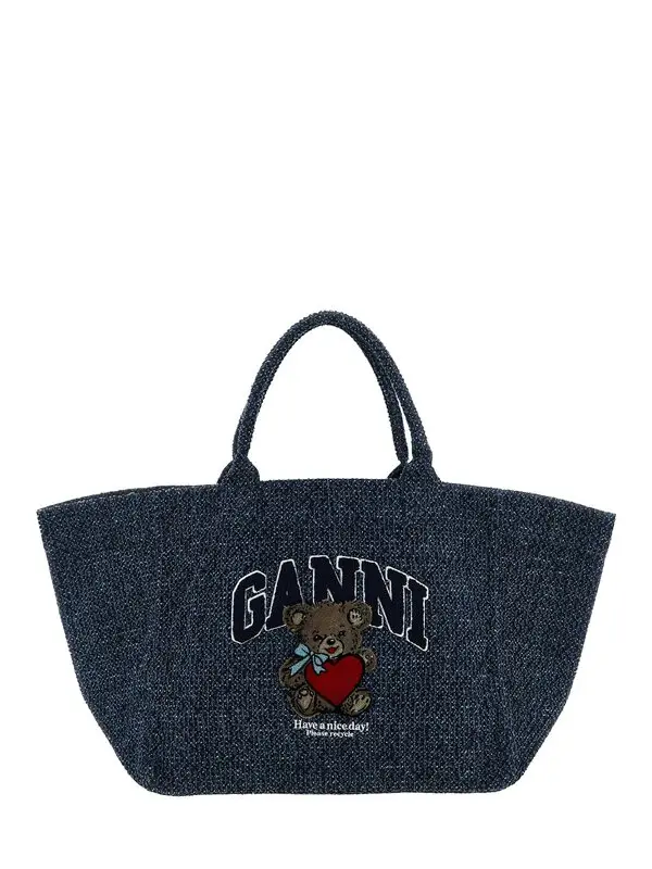 GANNI Xxl Bear Shopping Bag - Blue