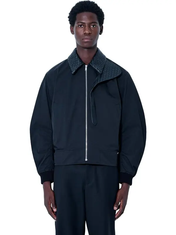 Bottega Veneta Intrecciato Leather-trimmed Twill Blouson Jacket - Black