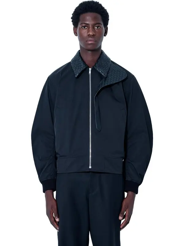 Bottega Veneta Intrecciato Leather-trimmed Twill Blouson Jacket - Black