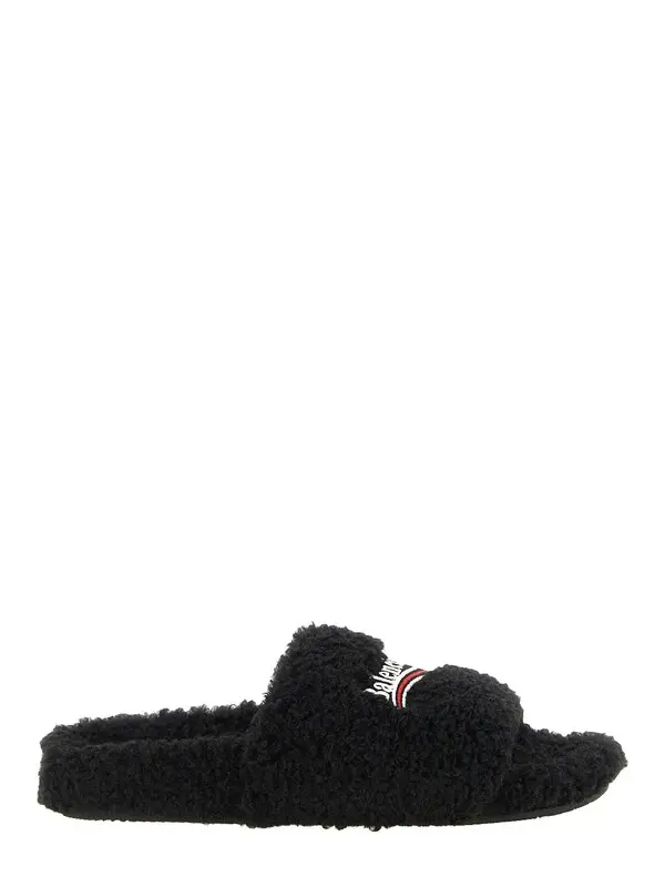 Balenciaga Furry Open Sandals - Black