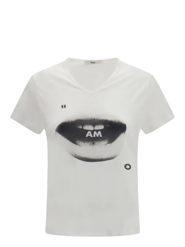 Fendi Ti Amo Print Jersey T-shirt - White