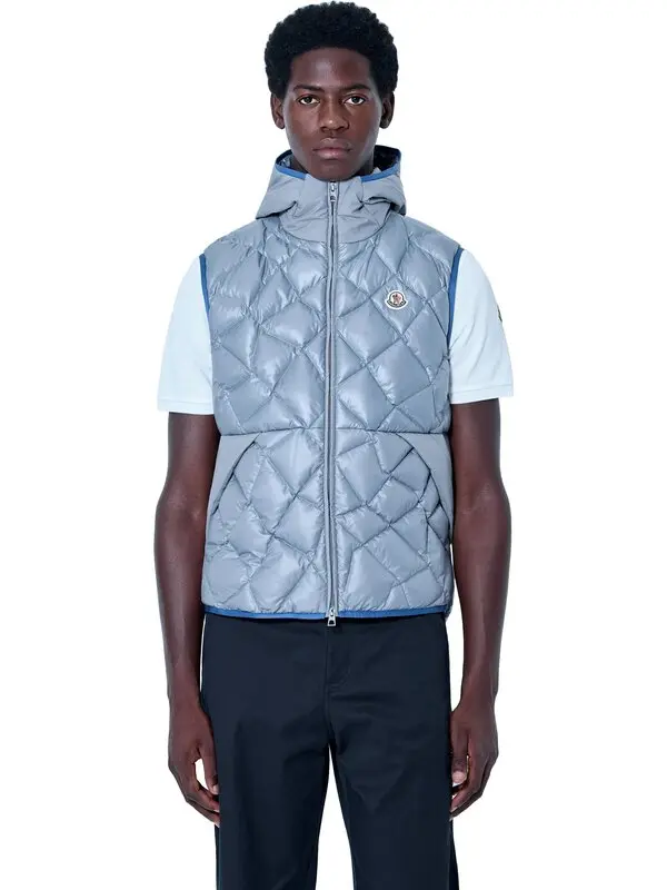 Moncler Quilted Hooded Vest - Gray