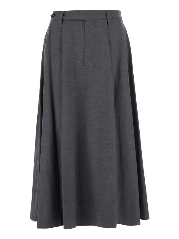 Brunello Cucinelli Wool Blend Midi Skirt - Multicolor