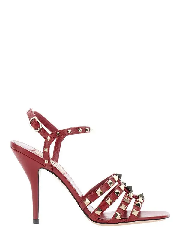 Valentino Garavani Red Slingback Sandals With High Stiletto Heel And Rockstud Decoration For - Multicolor